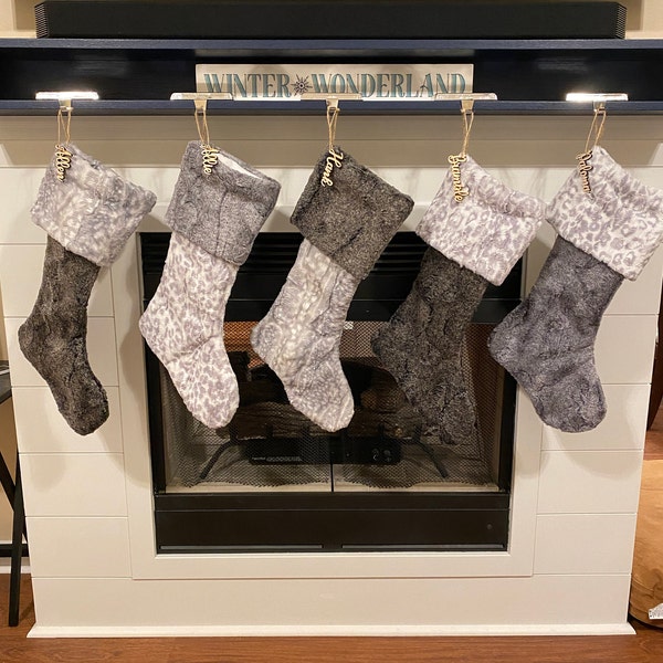 Silver Christmas Stocking, Silver Fawn Christmas Stocking, Personalized ...