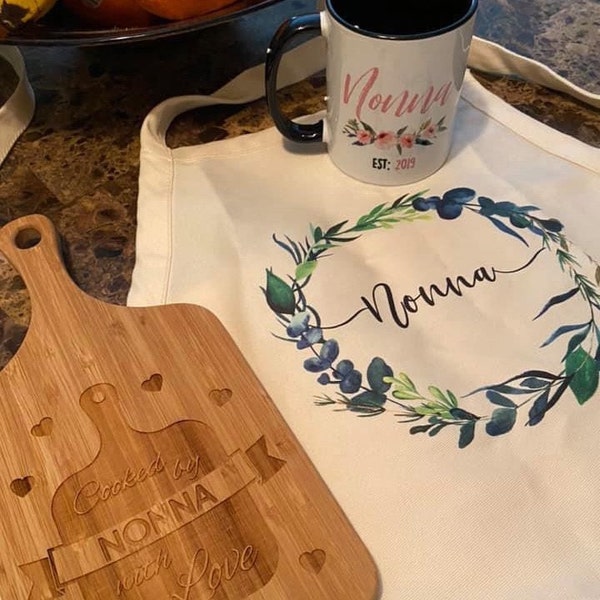 Nonna Apron Italian Grandmother Kitchen Gift Nonna Birthday Present ...