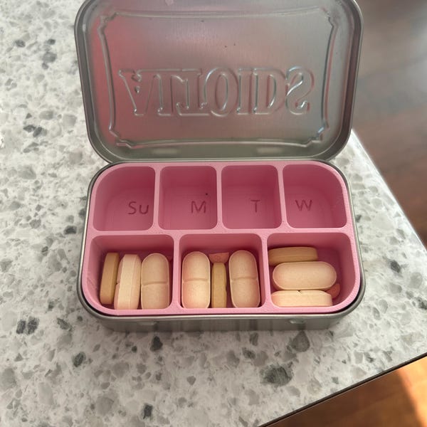 Altoid Tin Insert for Pills - Seven Days a Week Pill Holder, Divider ...