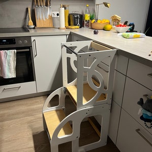 Convertible Toddler Tower & Table WITH BACK and Wooden Kids Slide ...