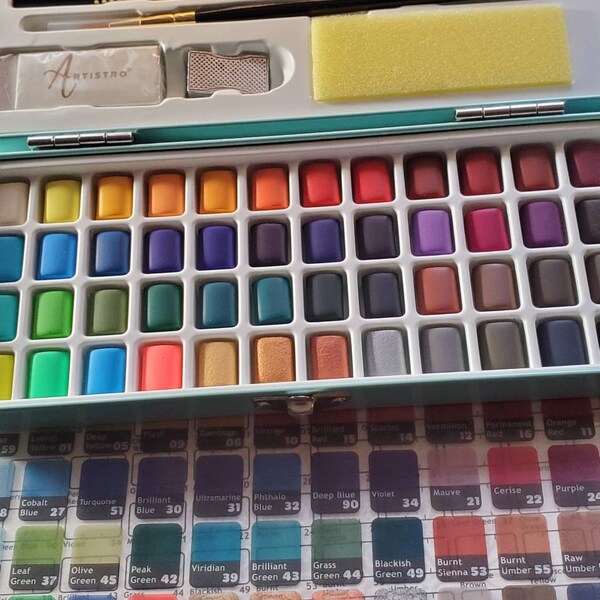 Artistro Watercolor Paint Set, 48 Vivid Colors in Portable Box - Etsy