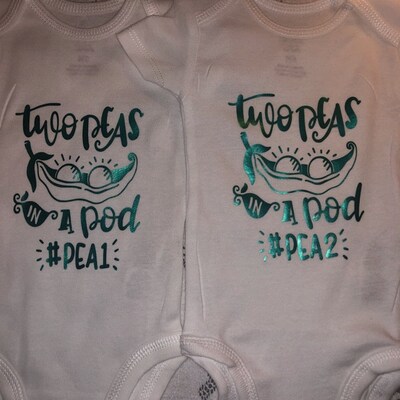 Two Peas in a Pod, pea1 pea2 Funny Twins Baby Siblings Best Friends ...