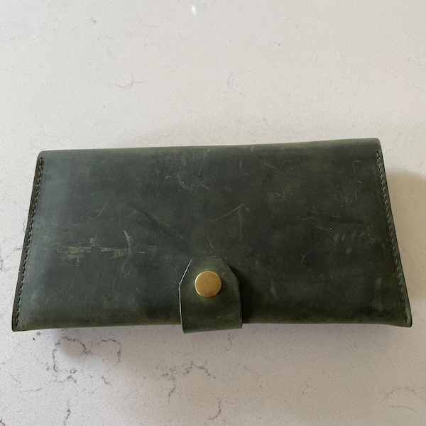 Green Leather Wallet Women, Leather Women's Wallet, Card Wallet, Custom ...