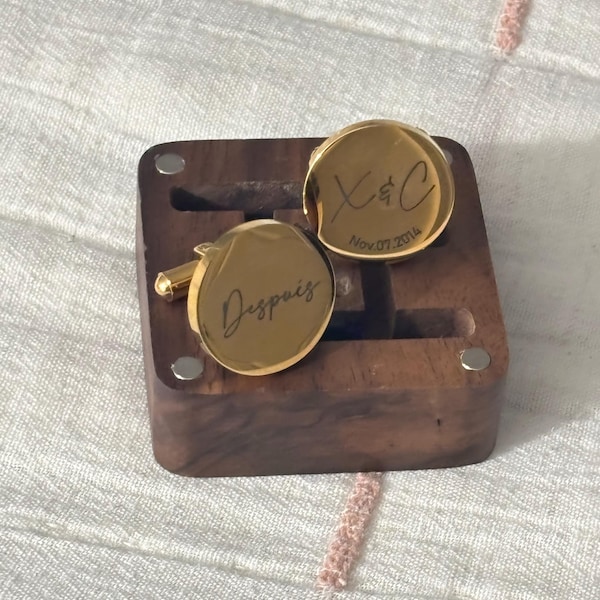 Custom Cufflinks - Engraved Box Optional, Personalized Wedding Day Cuff ...