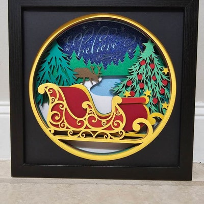 3D SANTAS SLED Svg 3D Christmas Svg CHRISTMAS Shadow Box Svg for Cricut ...