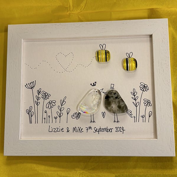 Nipper Line up Framed Fused Glass Cornish Crab Nippers Coastal Pebble ...