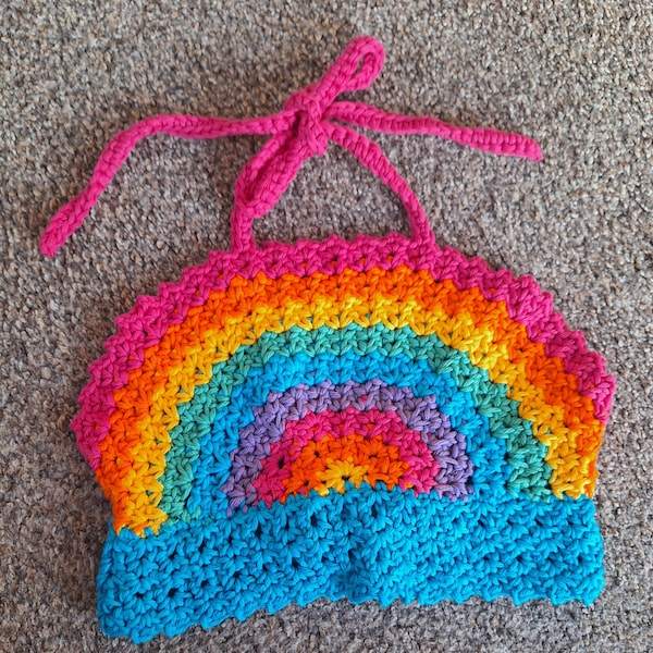 Rainbow Halter Crochet Pattern, Rainbow Kids Crop Top Pattern, Babies ...