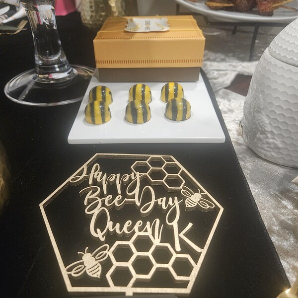 Custom Bee Cake Topper Personalized Honeycomb Cake Topper Bee Themed ...