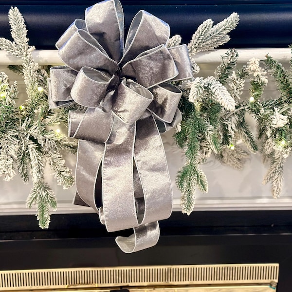 Black Velvet Christmas Tree Bow for Wreath, Lantern Bow Decoration ...