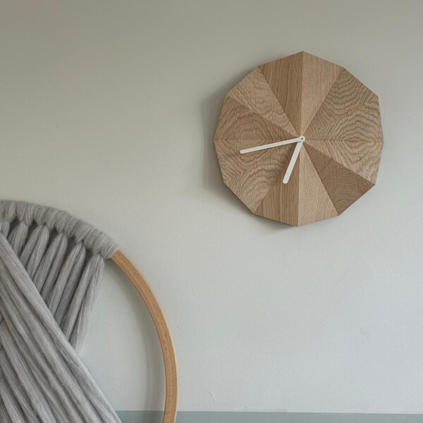 Delta Clock Black • Minimalist Wooden Wall Clock • Matte Black • Office ...