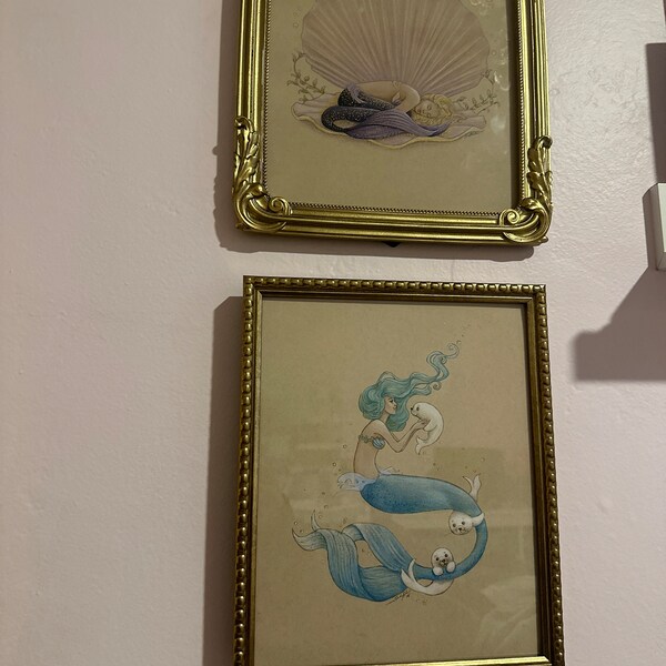 Earth Mermaid Art, Little Mermaid Print, Original Mermaid Painting, Eco ...