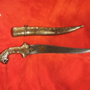 Vintage Indian Mughal, Islamic Ankush Elephant Goad and Axe Silver and ...