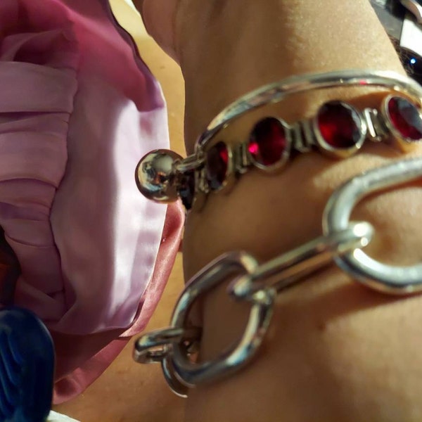 Silver Large Chunky Link Bracelet, Statement Silver Bracelet, Antique Silver Bracelet, Massive ...