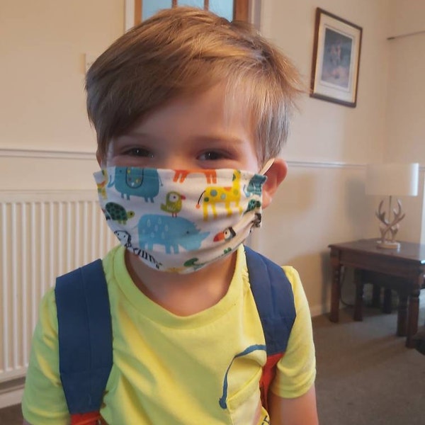 School Face Mask Kids & Adult Adjustable Masks Handmade in UK Soft ...