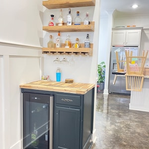 Wood Wine Rack Shelves the Ryan Wall Mounted Shelf & - Etsy