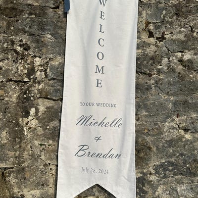 Custom Wedding Banner, Personalised Linen Flag, Wedding or Anniversary ...