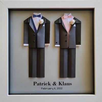 Two Groom's Wdding Frame / Personalised Gay Wedding Gift / Anniversary ...