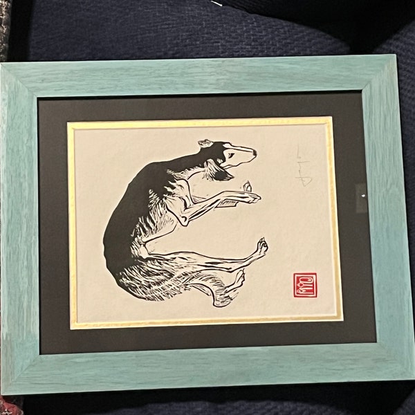 Set of 7 Hand Printed Linocut Longdogs, Greyhounds, Lurchers, Whippets ...