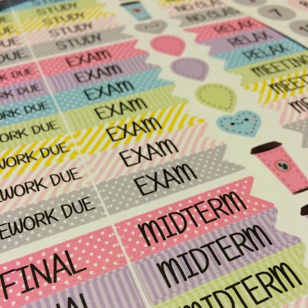 NEW VERSION, 95 College Stickers , Stripes and Dots or Watercolor ...