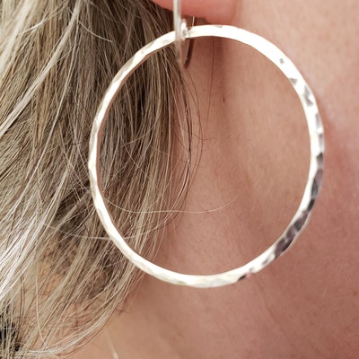 Modern Silver Hoops / Unique Floating Hoop Design / A Metalrocks ...