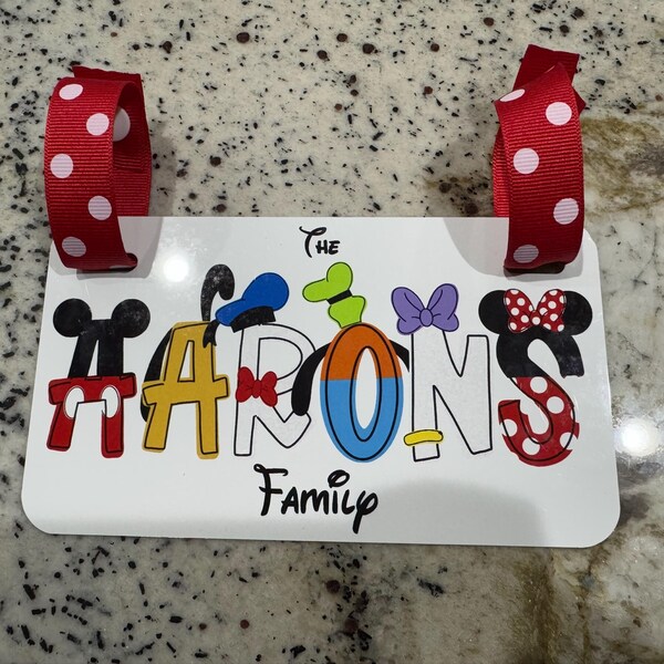 Personalized Family Name Stroller Tag, Amusement Theme Park Sign for ...