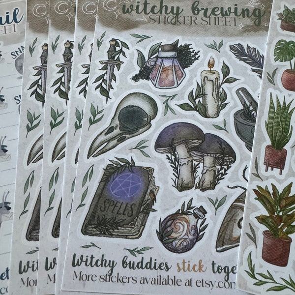 Witchy Alchemist Sticker Sheet | Kiss Cut Stickers | Wiccan ...