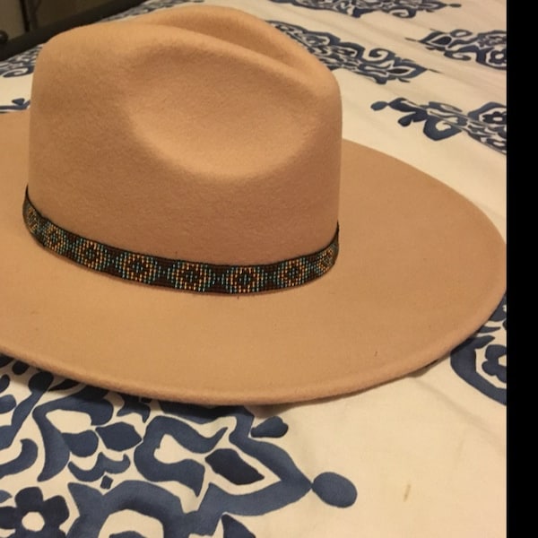 Beaded Hatband, Stretch Hat Band, Bold Rich Colors, Beaded Western Hat ...