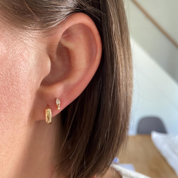 14k Solid Gold Dangle Cartilage Stud Earring Gold Dangle Tragus ...