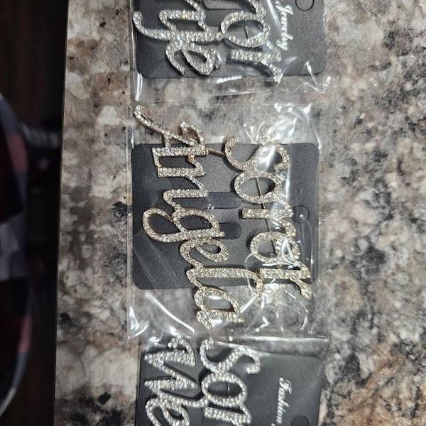 CUSTOM Bling-bling Words Pins, Handmade Name Brooch Pin, Personalised ...