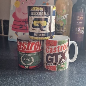 Set of Two Castrol Inspired Oil Can Gift Mugs Gift Motorcycle Car ...