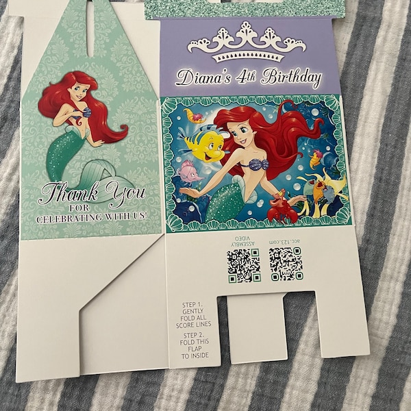 Princess Ariel Little Mermaid Birthday Personalized Gable Favor Goody ...