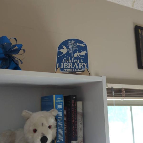 Library Street Sign Bookshelf Sign Personalized Laser Engraved Bookish ...