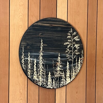 Circle Carved Wood Wall Tree Forest Hanging Decor - Etsy