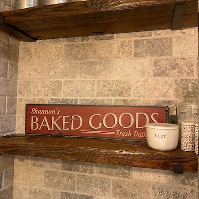 Baked Goods Wood Sign, Personalized Baker Name Sign, Bake Fresh Treats ...