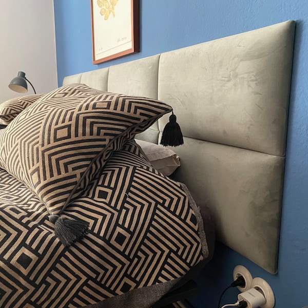 Upholstered Bed Headboard Velvet - Wall Panel - Wall Covering - Cushion ...