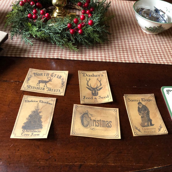Primitive Country Christmas Labels, Christmas Tags, Holiday Signs ...
