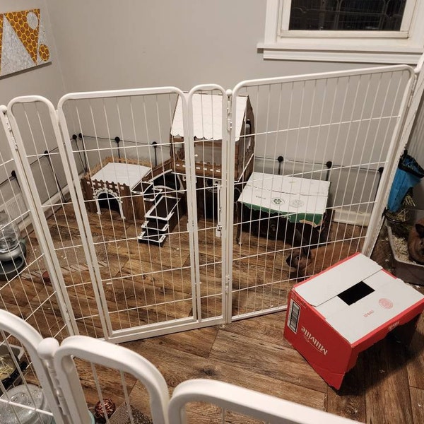 Roofed Triplex Rabbit House, Large Rabbit Castle, 3 Rabbit House, Bunny ...