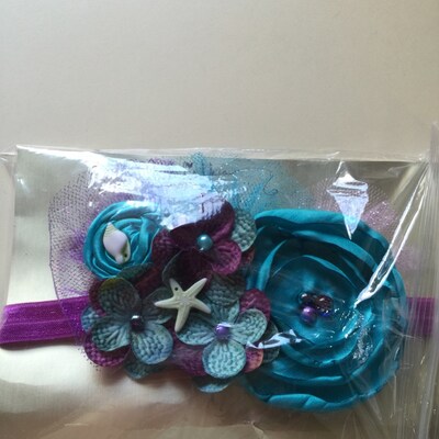 Sea Shell Headband, Under the Sea Mermaid Fabric Rosette Hair ...