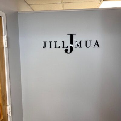 Black Reception Sign, 3D Business Logo, Acrylic Office Sign, Interior ...