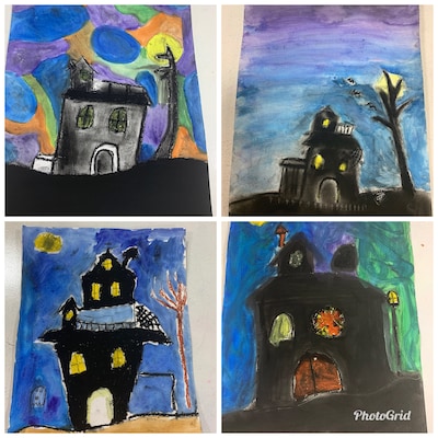 Spooky House Halloween Art Lesson by Art Teacher in LA Art Lesson Plans ...