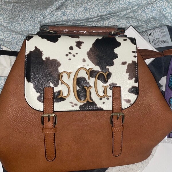 Cow Print Convertible Backpack Shoulder Bag, Personalized Purse ...