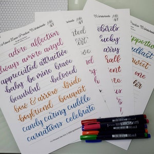 Brush Lettering Worksheets by Lettering by Mhel Practice | Etsy