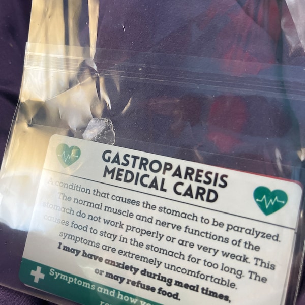 Gastroparesis Medical Card for Wallet, Stomach Problems, Victimized by ...