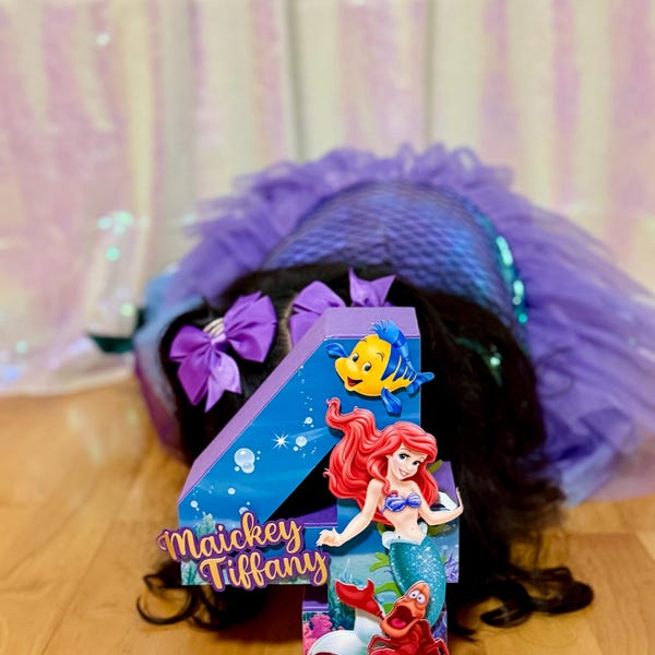 Little Mermaid 3D Number or Letter Ariel Mermaid Party Decor Little ...