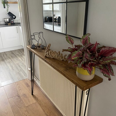 RUSTIC CONSOLE TABLE narrow Radiator Cover, Recycled Scaffold Board ...