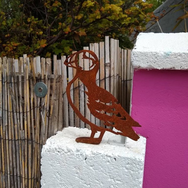 Rusty Metal Puffin Sculpture / Seabird Gift / Puffin Bird Post Topper ...