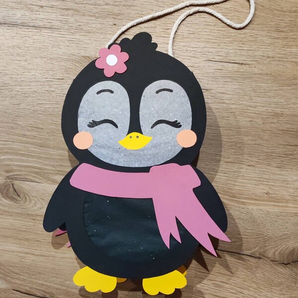 Pinguin Laterne Bastelvorlage PDF/SVG/DXF Plotterdatei_Pinguinlaterne_Basteln mit oder ohne ...