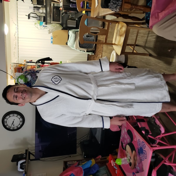 Personalized Turkish Plush Robe With Piping, Monogrammed 100% Cotton ...