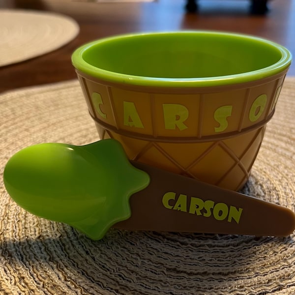 Personalized Ice Cream Bowl, Ice Cream Bowl With Spoon, Kids Ice Cream ...
