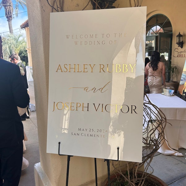 White Wedding Sign - Rectangular Acrylic Wedding Welcome Sign With 3D ...